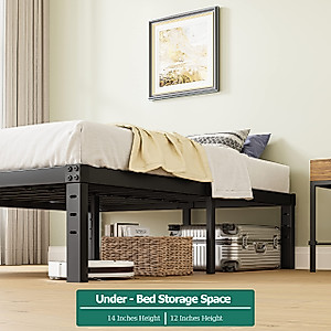 RestVille Queen Size Bed Frame Heavy Duty Steel Slats Platform Metal Bed Frame No Box Spring Needed