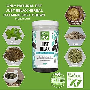 Only Natural Pet - Just Relax Herbal Calming Soft Chews for Dogs | Natural Anxiety Relief Treats, Premium Dog Relaxation Aid, Stress and Anxiety Relief Supplement - Bacon Flavor - 120 Soft Chews