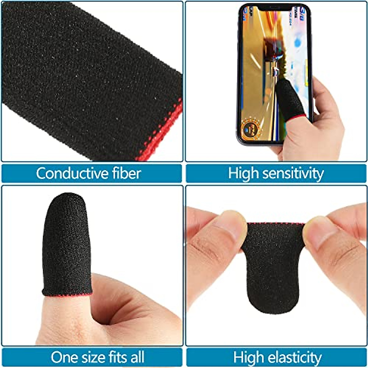 120 Pcs Finger Sleeve for Gaming Anti Sweat Game Controller Finger Thumb Sleeve Breathable Finger Covers Touchscreen Gaming Gloves for Mobile Phone Game, 4 Designs (Colorful)