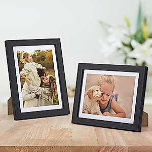 Giftgarden 5x7 Picture Frame Set of 4, 6x8 Matted to Display 5 by 7 Photo with Mat or 6 by 8 without Mat for Wall or Tabletop, Black