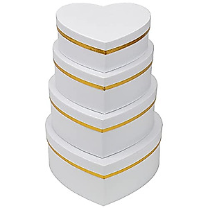 Oairse White Gift Boxes with Lids for Present Heart Shaped Flower Boxes for Arrangements Set of 4 Floral Gift Boxes for Bridesmaid, Proposal, Wedding, Birthday, Baby Showers