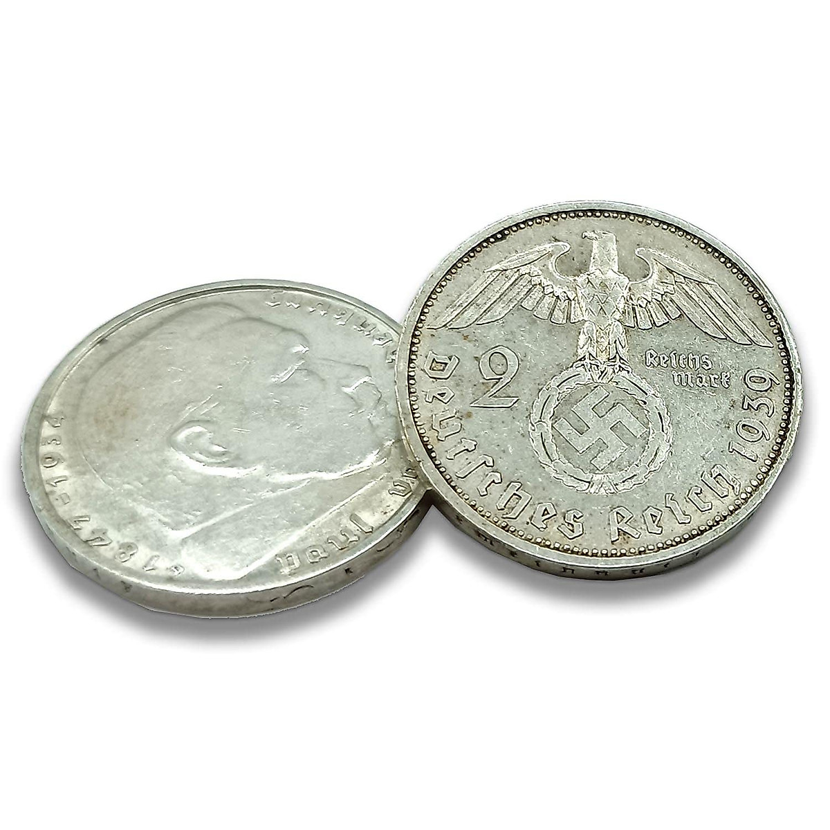Authentic WW2 Memorabilia World Currency - One Nazi Coin of 2 German Marks Issued from 1936 to 1939 from The World War 2 - Third Reich