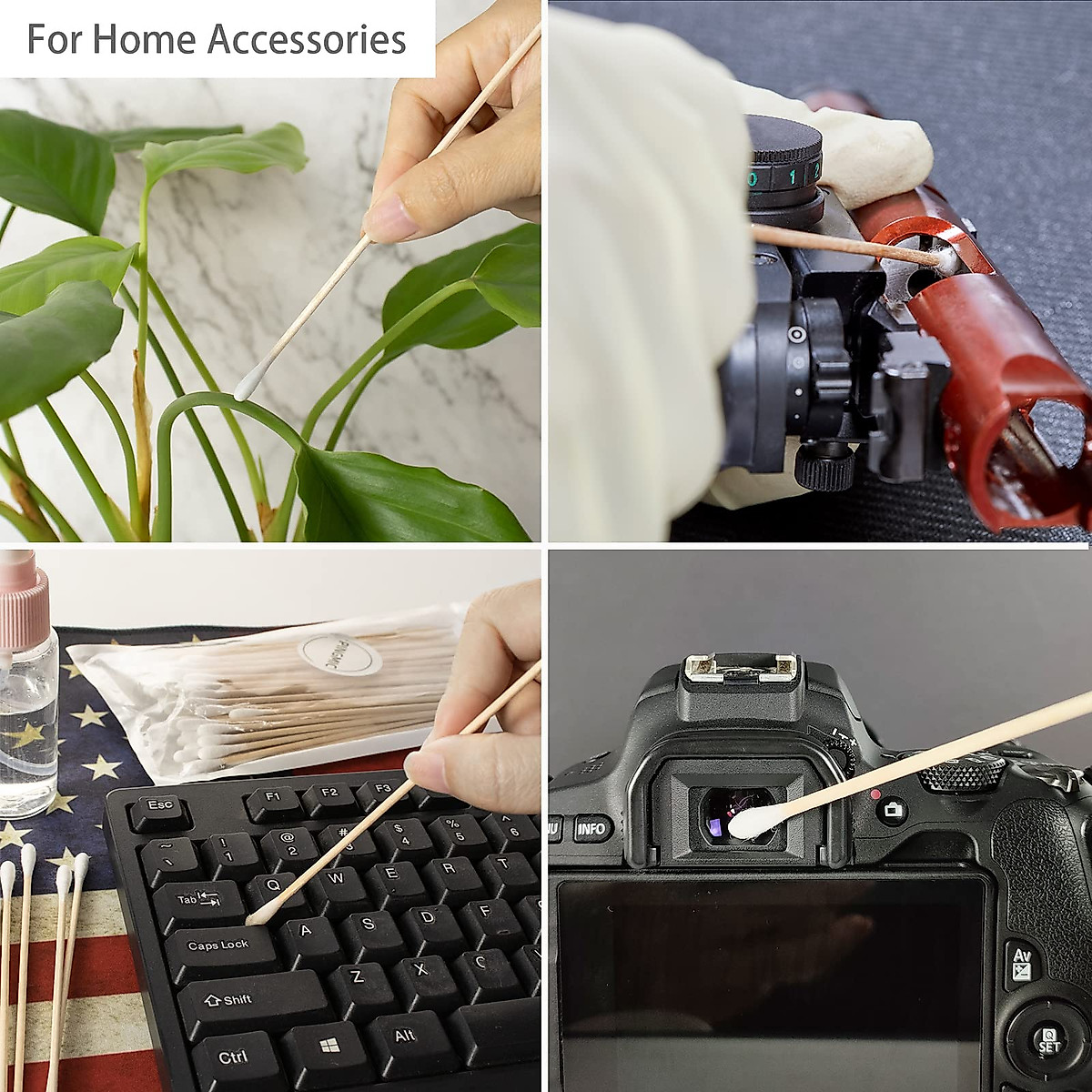 500/1000Ct 6'' Lint Free Long Cotton Swabs - Pure Cotton Tips Gun Cleaning Swabs with Durable Stem, Also fit Makeup, Pet Care, Electronic, Household- Case Package