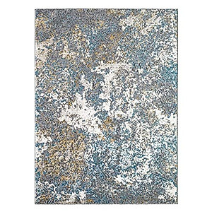 LUXE WEAVERS Rug - Persian Rugs 6490 Abstract Area Rug - Modern Design, Medium Pile, Turquoise / Size 5 x 7
