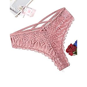 Avidlove Women‘s Sexy Panties Lace Bikini Underwear Cross String Hipster Panties Pink M