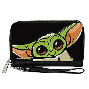Buckle-Down Women's PU Zip Around Wallet Rectangle-Star Wars The Child, 7.5"x4.5"