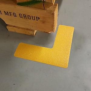 INCOM Manufacturing Laminated 5S Workplace Floor Organization Markers, L Shaped, Thick Textured Anti-Slip, Yellow, 6 inch x 6 inch, 25 pack, LM110Y