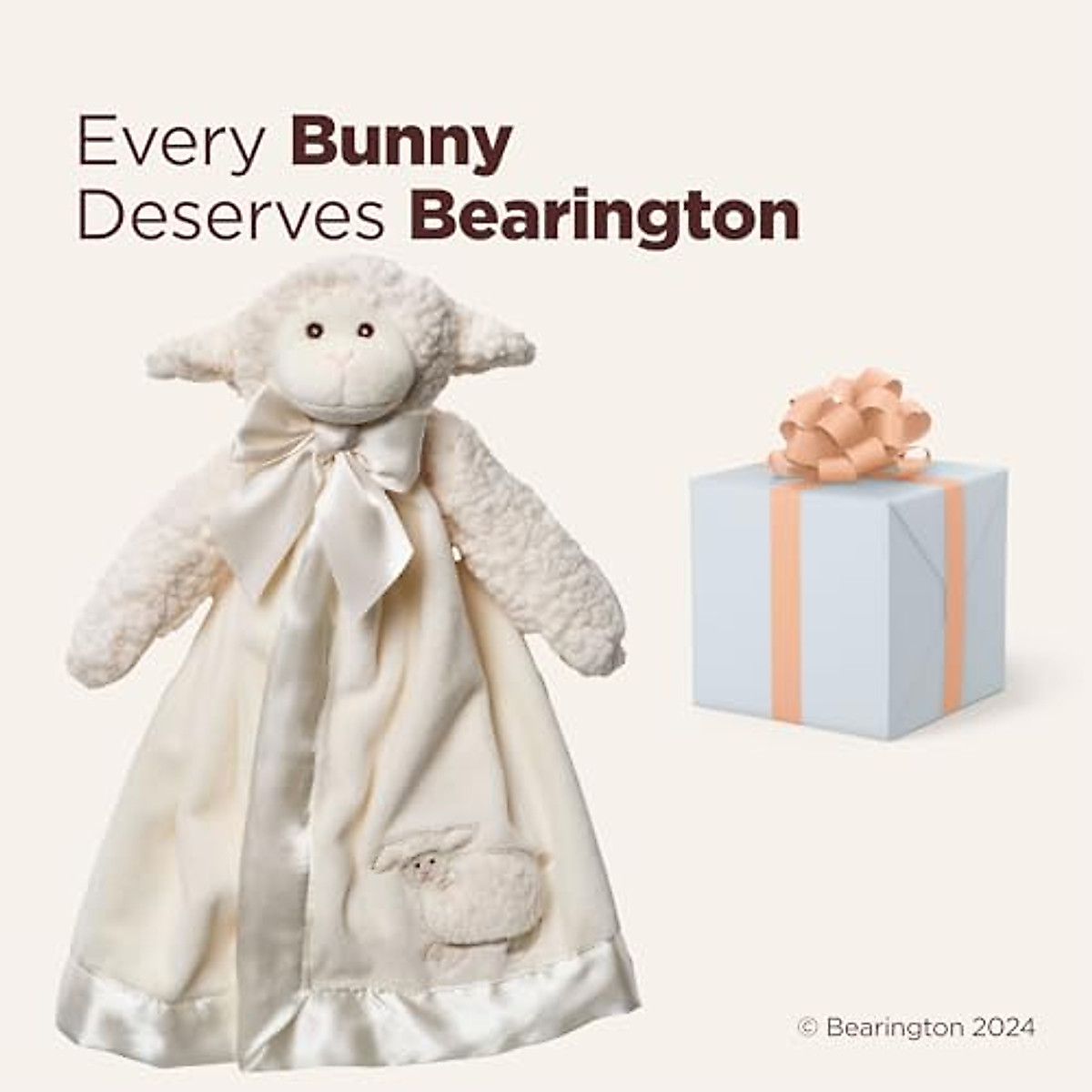 Bearington Baby Lamby Snuggler, 15 Inch White Lamb Plush Stuffed Animal Security Blanket Lovey for Babies, Baptism Gifts for Boys and Girls