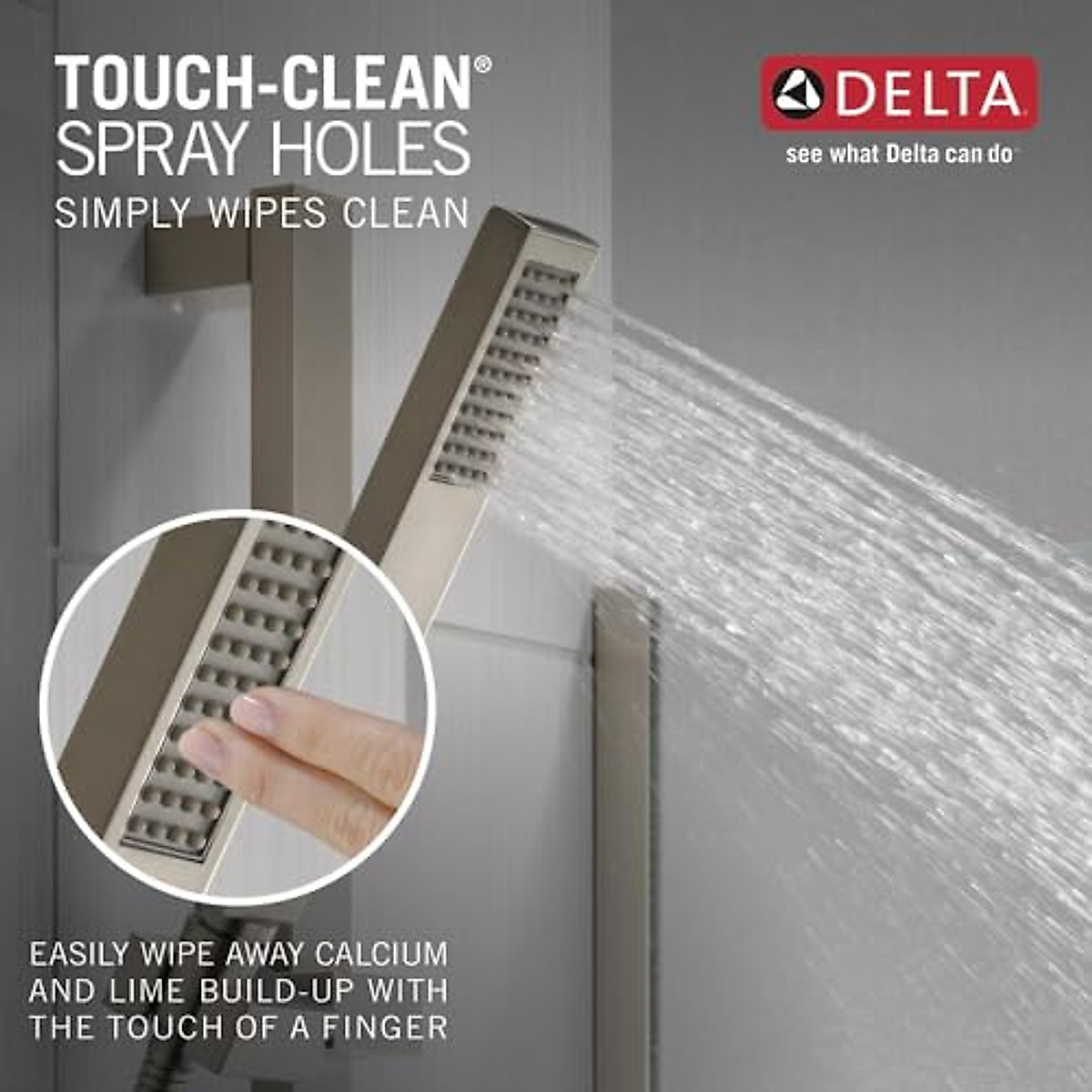 Delta Faucet Vero Single-Spray Slide Bar Hand Held Shower with Hose, Brushed Nickel Handheld Shower Head, Slide Bar Hand Shower, Handheld Shower, Detachable Shower Head, Stainless 57530-SS