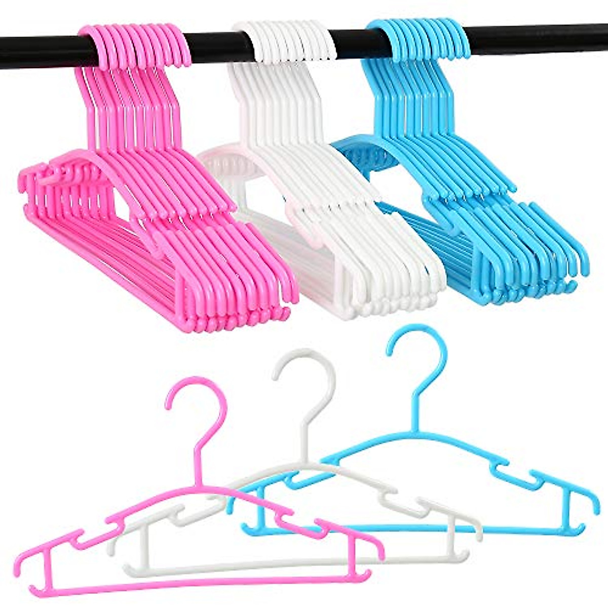 Plastic Children's Hangers Baby Hangers Kids Toddler's Clothes Suit Coat Hangers Wardrobe Dress Holders Hooks (10Pcs, White)