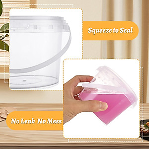 CYEAH 50 Pcs Slime Containers Bulk with Lids and Handles, 10 oz & 16 oz Plastic Storage Bucket Containers, Mini Toy Storage Case for DIY Art Craft, Pigment, Small Tools, Part Material