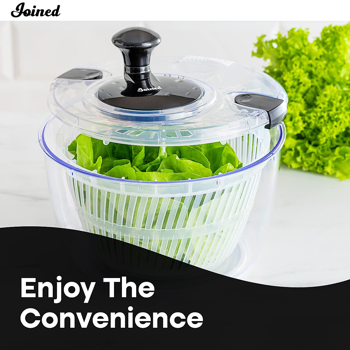 Joined Large Salad Spinner with Storage Lid, Drain, Bowl, and Colander - Quick and Easy Multi-Use Lettuce Spinner, Vegetable Dryer, Fruit Washer, Pasta and Fries Spinner - 5.28 Qt