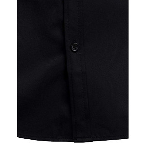 ZEROYAA Mens Hipster Solid Slim Fit Long Sleeve Mandarin Collar Dress Shirts ZLCL08 Solid Black XX-Large