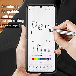 COCOING Case For for Samsung Galaxy Z Flip 4 2022 with Stylus Fashion Business Phone case,with Hinge Protection Device and Camera Screen Protector (Purple)