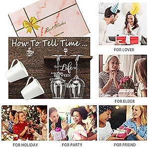 GOARTGIF Unique Birthday Gifts for Women Who Has Everything,How To Tell Time Am Pm,Housewarming Gifts For Women or New Home,Coffee And Wine Holder Sign,Women Birthday Gifts Ideas for Mom