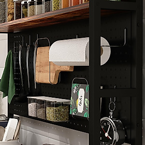 NAIYUFA 5-Tier Free Standing Bakers Rack with Pegboard, Metal Kitchen Storage Shelf Organizer, Industrial Microwave Oven Stand with Hooks and Baskets