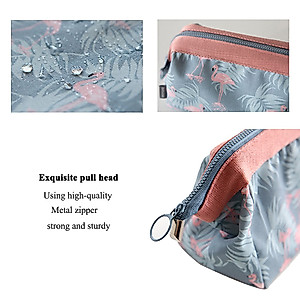 Makeup Bag/Travel Cosmetic Bags/Brush Pouch Toiletry Kit Fashion Women Jewelry Organizer with Zipper Flamingo Make-up Carry Case Pencil Holder Portable Cube Purse (Light Blue)
