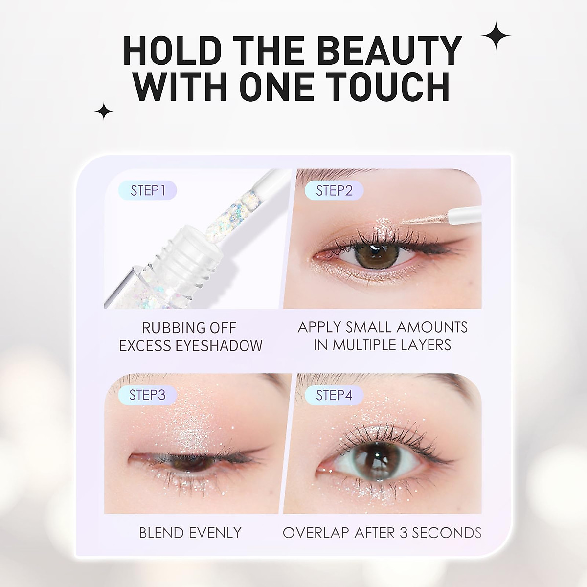 4Pcs Liquid Eyeshadow Set Crystal Diamond High-gloss Liquid Liner Shimmer Glitter Highlight Metallic Liquid Shadows Quick-drying Sequin Pearlescent Eye Makeup Cosmetic