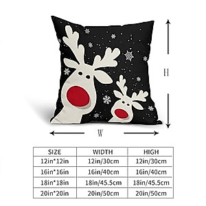 aportt Deer Christmas Pillow Covers 20X20 Inch Winter Black Snowflake Reindeer Decorative Pillow Cases Merry Christmas Holiday Square Throw Pillows Set of 2 Home Decor for Sofa Couch Bedroom Outdoor