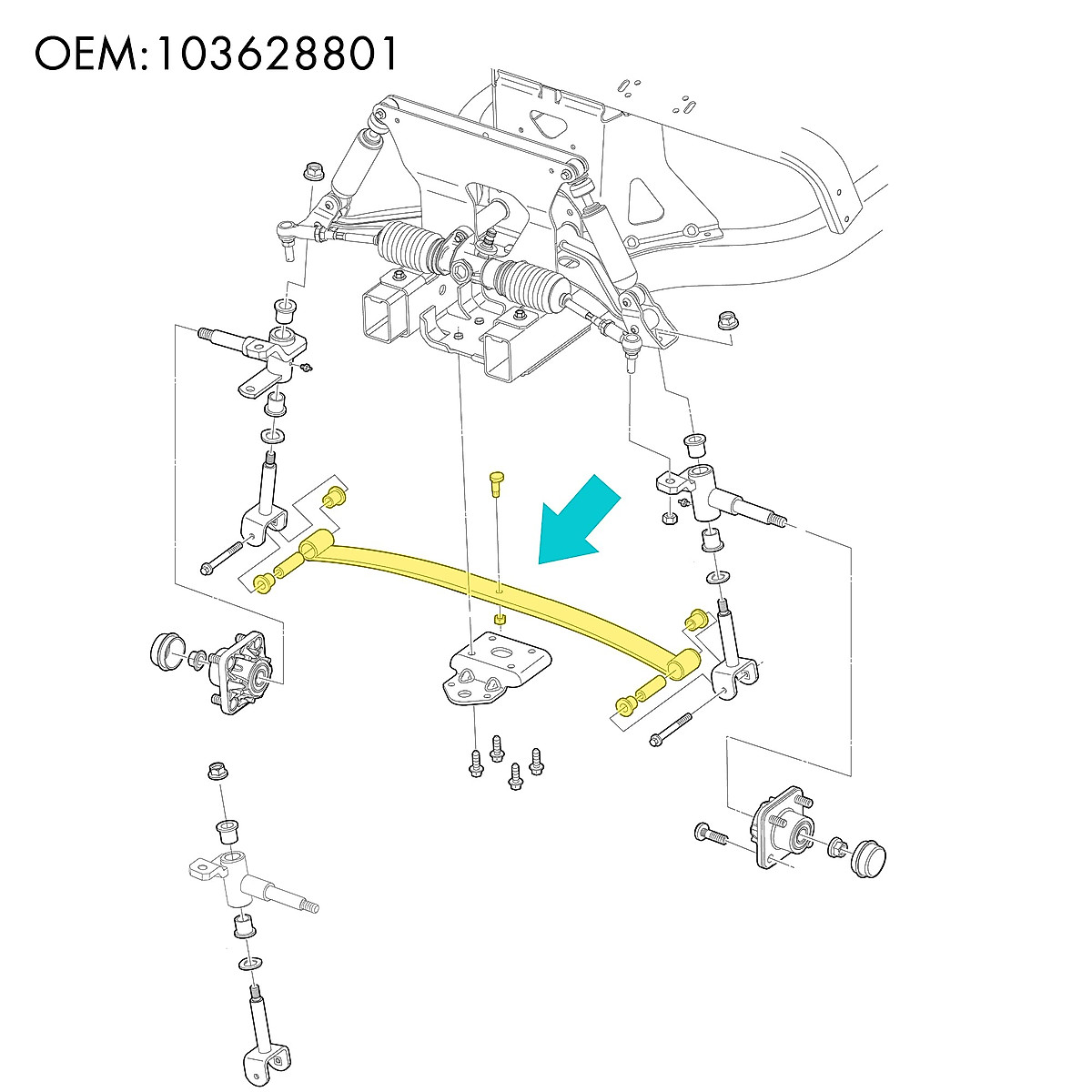 10L0L Golf Cart Heavy Duty Front 2-Leaf Spring Kit with Bushings & Sleeves for Club Car DS & Precedent 1981-Up, OEM 103628801