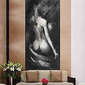 Awoeorsty Large Modern Abstract Nude Print Oil Painting on Canvas Black White Gray Naked Wall Art Sexy Girl Woman Canvas Pictures Home Decor (60x120cm)