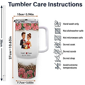 Personalized 40oz Tumbler with Handle – Valentine's card exchange-Custom Couple Gift for Anniversary Wedding Gift, Birthday, Mother's Day, Valentine’s Day DsqTNl