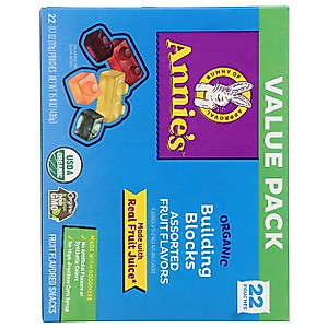 Annie's Organic Building Blocks Fruit Flavored Snacks, Assorted Fruit Flavors, Gluten Free, 22 Pouches, 15.4 oz.
