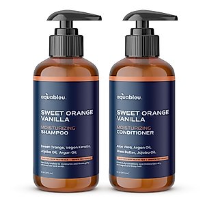 Aquableu Sweet Orange Vanilla Shampoo & Conditioner Set – Natural Moisturizing, For Dry & Damaged Hair – Sulfate & Paraben Free – For Colour Treated Hair – 16oz