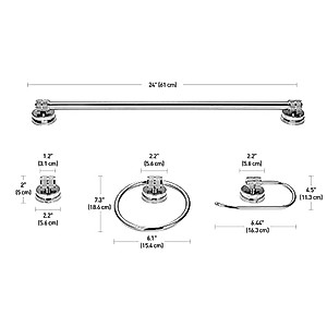 Globe Electric 51527 Middleton 5-Piece All-in-One Bathroom Set, Dark Bronze, 3-Light Vanity Light with Clear Glass Shades, Towel Bar, Toilet Paper Holder, Towel Ring, Robe Hook