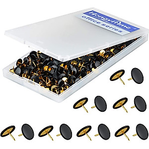 HongyiTime 400 PCS Push Pins,Thumb Tacks, Wall Tacks, Tacks, Push Pin,Thumbtack, Flat Push Pins, Thumbtacks Flat, Push Pins for Cork Board, Push Pins for Wall, Board Pins,Tacks and Push Pins (Black)