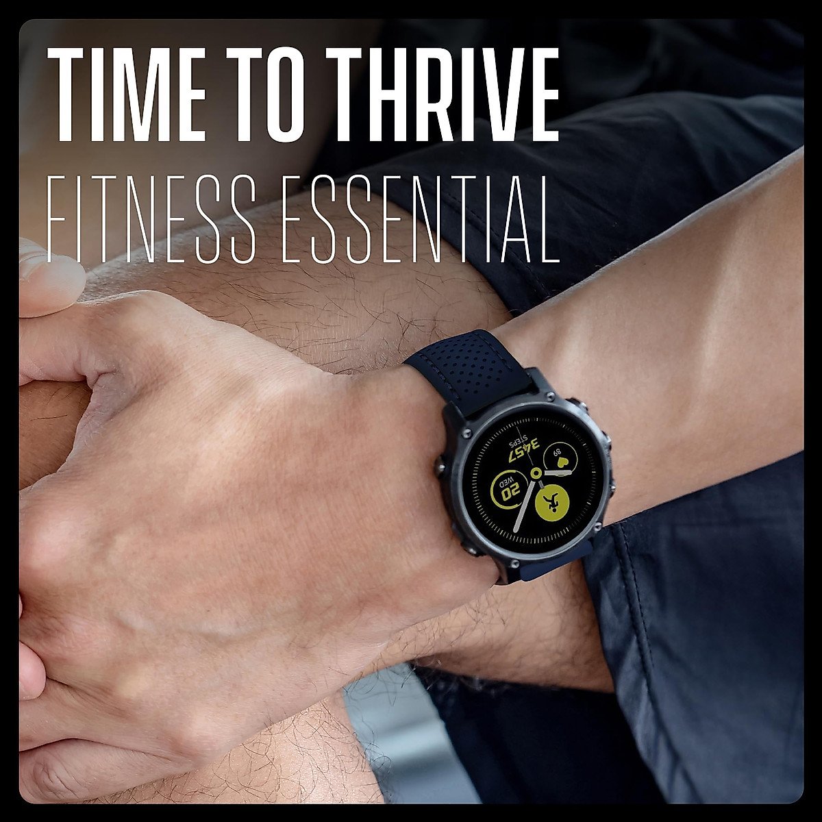 STUNNING SELECTION ALPINE Premium quality waterproof silicone watch band strap with quick release – Soft rubber black watch band 22mm - grey stitching