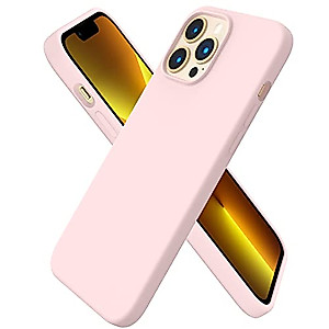 ORNARTO Compatible with iPhone 13 Pro Max Case 6.7", Slim Liquid Silicone 3 Layers Full Covered Soft Gel Rubber Case Cover 6.7 inch-Chalk Pink