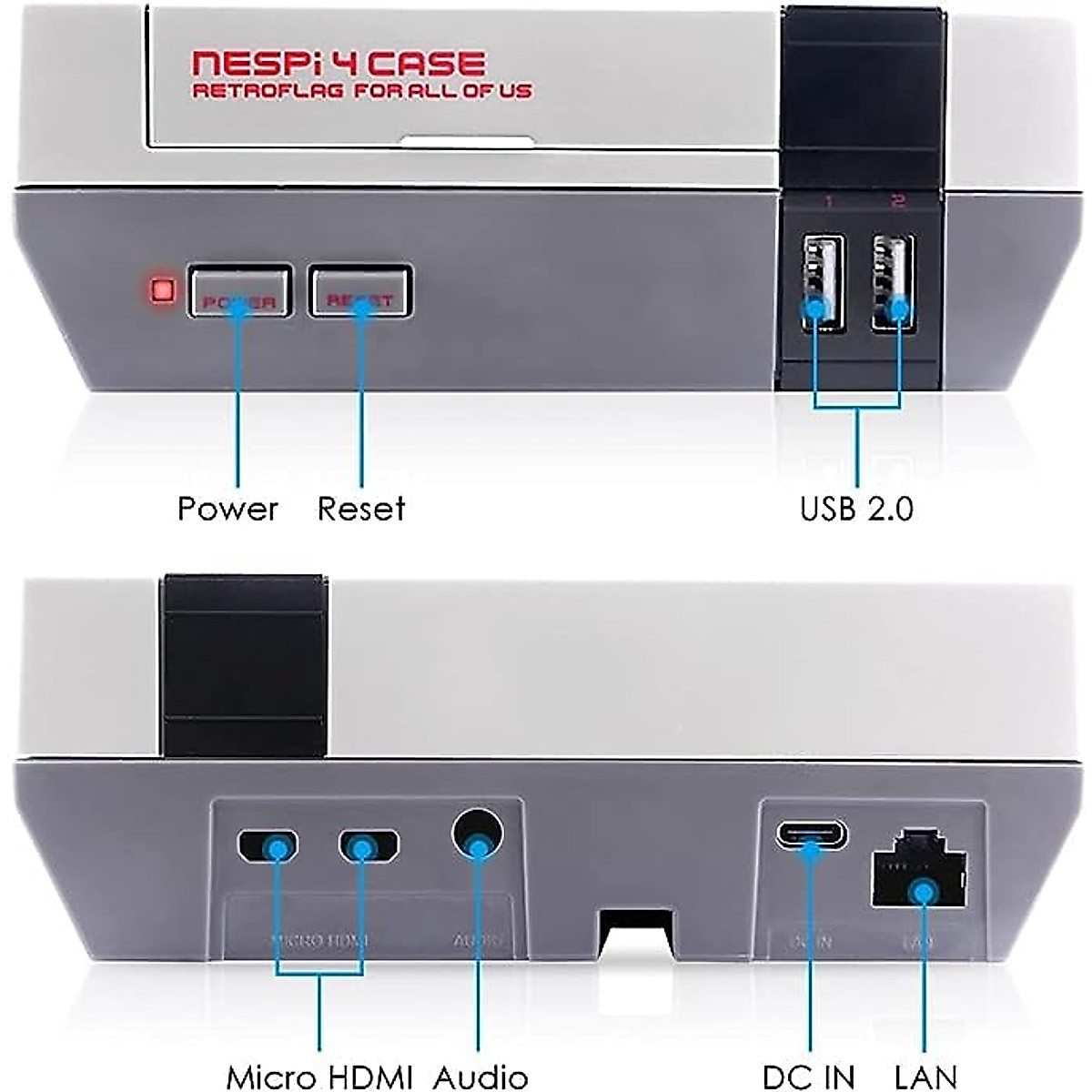 GeeekPi RETROFLAG NESPi 4 Case, with Safe Shutdown Safe Reset & SSD Case, Cooling Fan and Heatsinks for Raspberry Pi 4 Model B