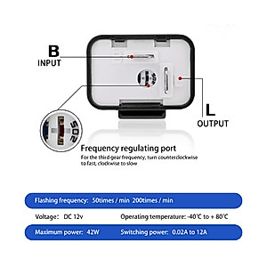 Dewkou 4 Pack Flasher Relays, 12 V LED Turn Signal Hyper Flash Relay, 2 Pin Speed Adjustable Electronic Flasher Relay, for Motorcycle, Car (Black)