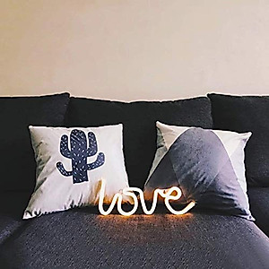 QiaoFei Neon Love Signs Light LED Love Art Decorative Marquee Sign - Wall Decor/Table Decor for Wedding Party Kids Room Living Room House Bar Pub Hotel Beach Recreational (Warm White)