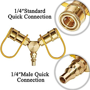 GCBSAEQ RV Propane Quick Connect Y Splitter Propane Splitter 1/4" Quick Connect Propane Hose Fittings Connector for Rv Stove/Camping Stove/BBQ/Grill/Heater/Trailer/Motorhome