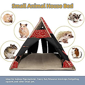 enheng Small Pet Hideout Skull Flowers Goat Hamster House Guinea Pig Playhouse for Dwarf Rabbits Hedgehogs Chinchillas