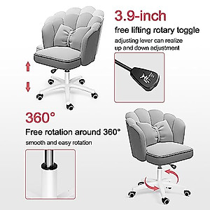 Office Chair Cute Petal Desk Chair, Modern Fabric Home Butterfly Chairs Height Adjustable Chair Makeup Chairs Computer Chairs