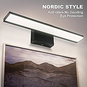 GERAMEXI LED Vanity Light, 16" Modern LED Matte Black Bathroom Vanity Light 12W Black Vanity Lighting Modern LED Bathroom Vanity Light Fixtures Over Mirror 6000k Cold White Light