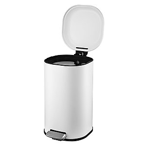 Takywep 8 Gallon Bathroom Step Trash Can, 30-Liter Square Foot Pedal Garbage Can with Soft-Close Lid for Kitchen, Without Inner Bucket, White