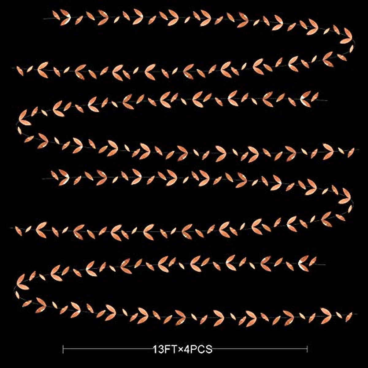 52 Ft Rose Gold Party Decorations Leaf Garland Kit Paper Hanging Gold Leaves Streamer Banner for Rose Gold Birthday Baby Shower Wedding Engagement Bridal Shower Showcase Garden Party Decor (4 Packs)