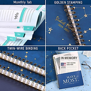 Student Planner 2024-2025 - School Planner, JUL 2024 - JUN 2025, 6.3" x 8.4", Monthly Weekly Planner/Agenda, Thick Paper + Holidays + 3-Hole Punched + Twin-Wire Binding, Stickers, Blue