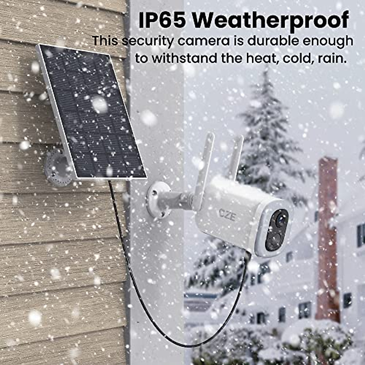 CZE Floodlight Camera,Security Cameras Wireless Outdoor,2K Outdoor Camera with Solar Panel,Color Night Vision,Motion Detection,Two-Way Audio,IP65,2.4 GHz WiFi,7 Day Free Cloud/SD Storage