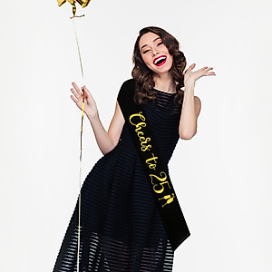 Cheers to 25 Sash, Black Gold It's My 25th Birthday Sash for Women and Men,Happy 25th Birthday Gifts Party Supplies