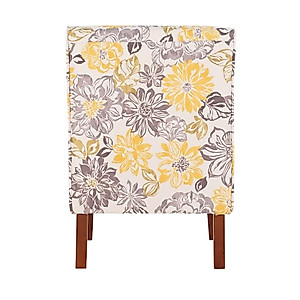 Atlin Designs 18'' Transitional Fabric Floral Accent Chair in Yellow/Gray