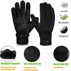 MOREOK Winter Gloves -10°F 3M Thinsulate Warm Gloves Bike Gloves Cycling Gloves for Driving/Cycling/Running/Hiking-BALCK-L