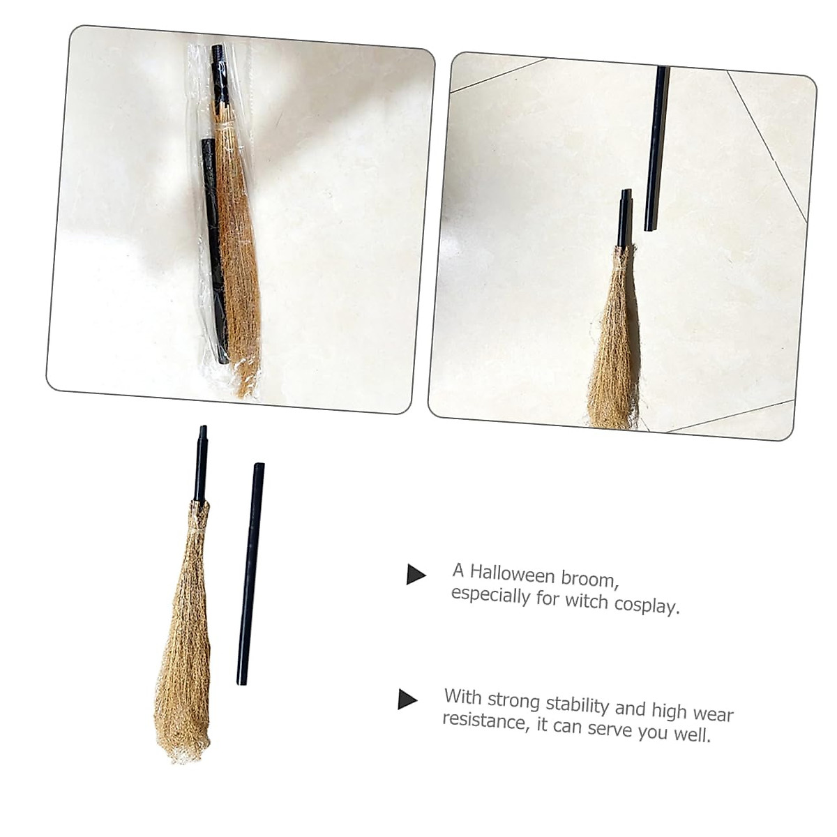 LALADEFIEE Masquerade Witch Broom Halloween Witch Besom Prom Props Halloween Besom for Decor Wizard Broomstick Halloween Costume Halloween Home Decor Broom Prop Toy Broom Ornament Wooden