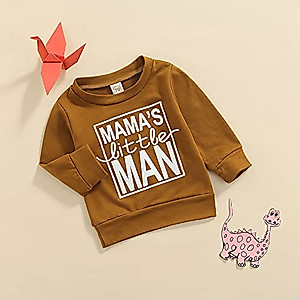 Fernvia Newborn Baby Boys Girls Toddler Sweatshirt Pullover Long Sleeve Top Shirt Letter Sun Printed Cotton Infant Jumper Tops (B Khaki, 12-18 Months)