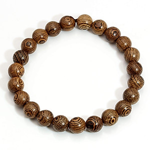 MILAKOO 3 Pcs Wooden Beaded Bracelet Bangle for Men and Women Elastic 8MM Beads