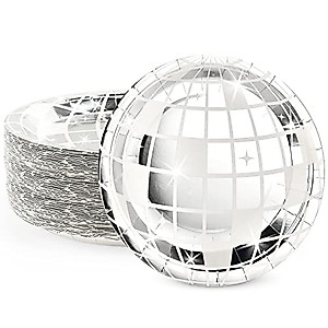60 Pieces 9" Silver Disco Ball Paper Plates 70s Disco Party Plates Bachelorette Party Plates Disco Party Decorations Disco Party Supplies for Birthday Reunion Rock Party Disco Party 70s Groovy Party